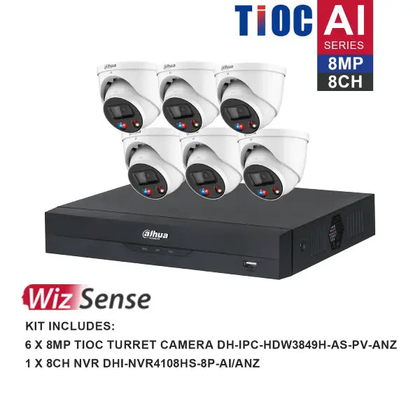 Dahua TIOC 8MP Surveillance Kit 8 Channel Kit, DH-K8086TIOC