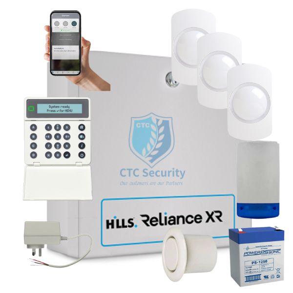 Hills Security Alarm Reliance XR with 8 Zone- 3 Motion Sensors